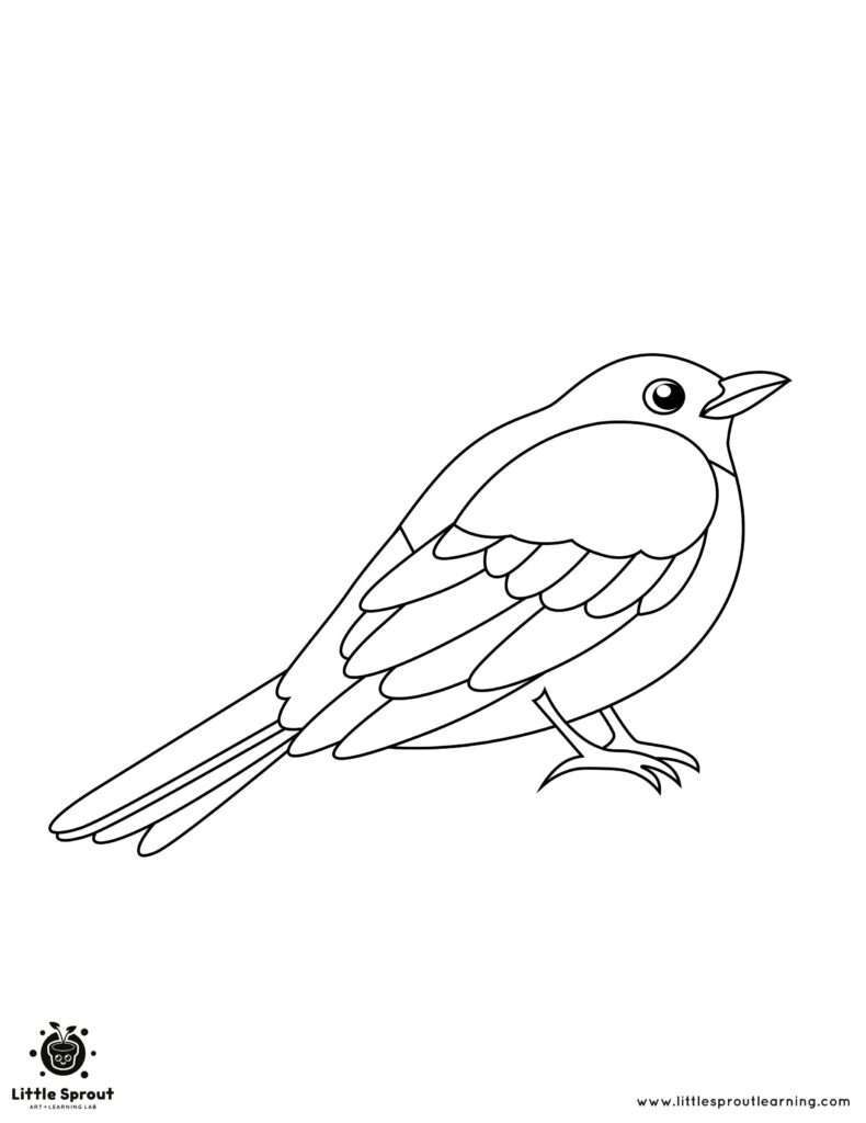 Sparrow Bird Cute Bird Coloring Page | Little Sprout Art