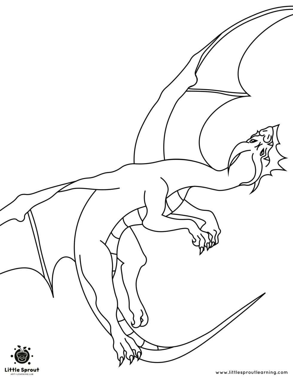 Fire Breath Dragon Coloring Page | Little Sprout Art