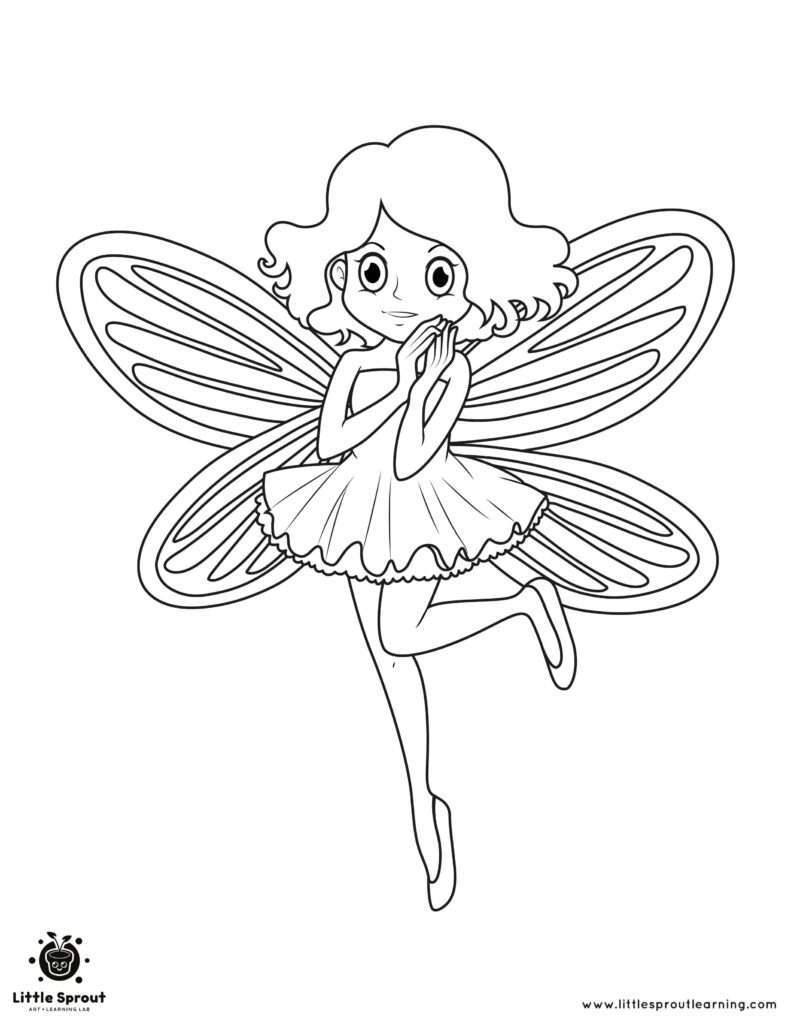 Dancing And Prancing Fairy Coloring Page - Little Sprout Art