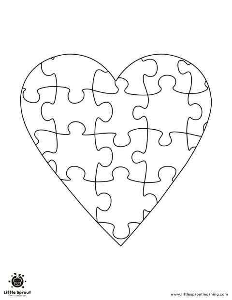 Puzzled Heart Coloring Page | Little Sprout Art