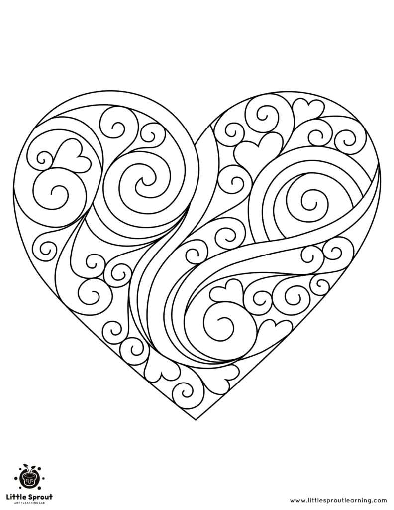 Beautifully Designed Heart Coloring Page - Little Sprout Art + Learning Lab