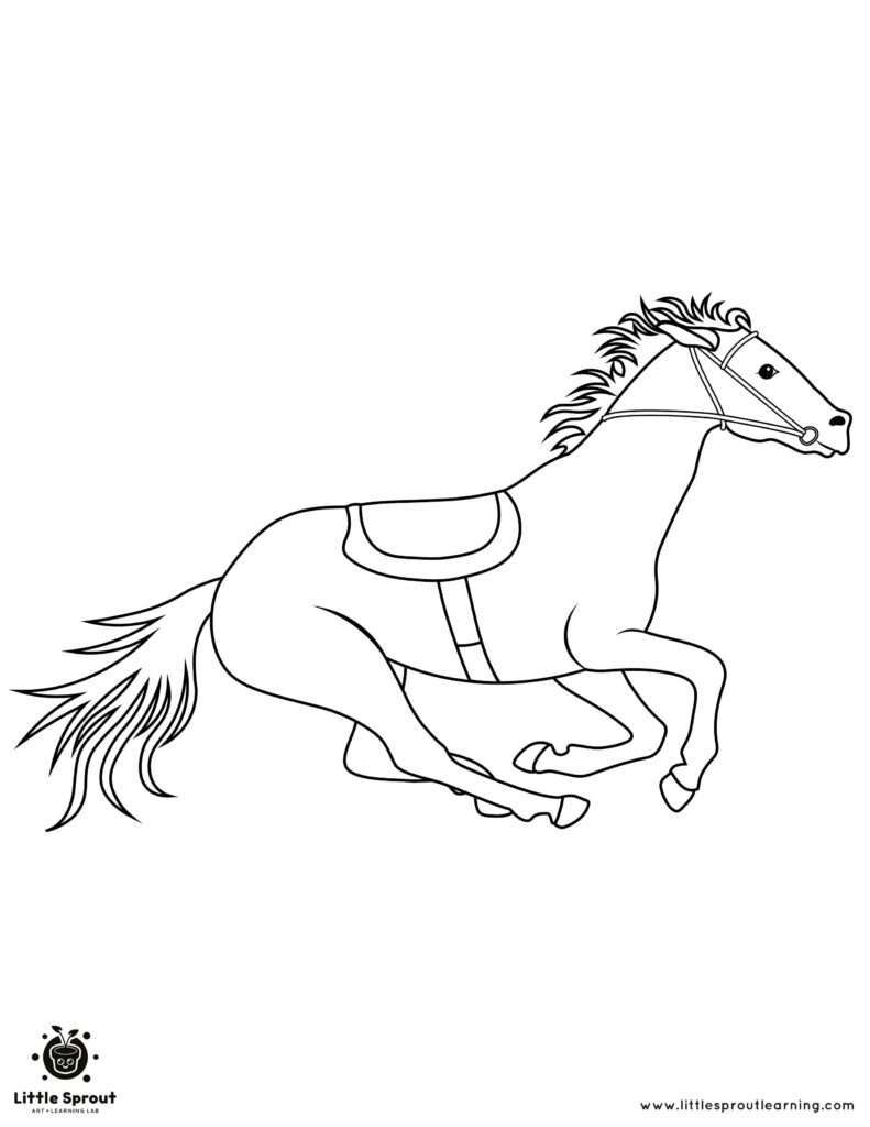 Running Horse Coloring Pages A Drawing Of A Horse With Running Pose