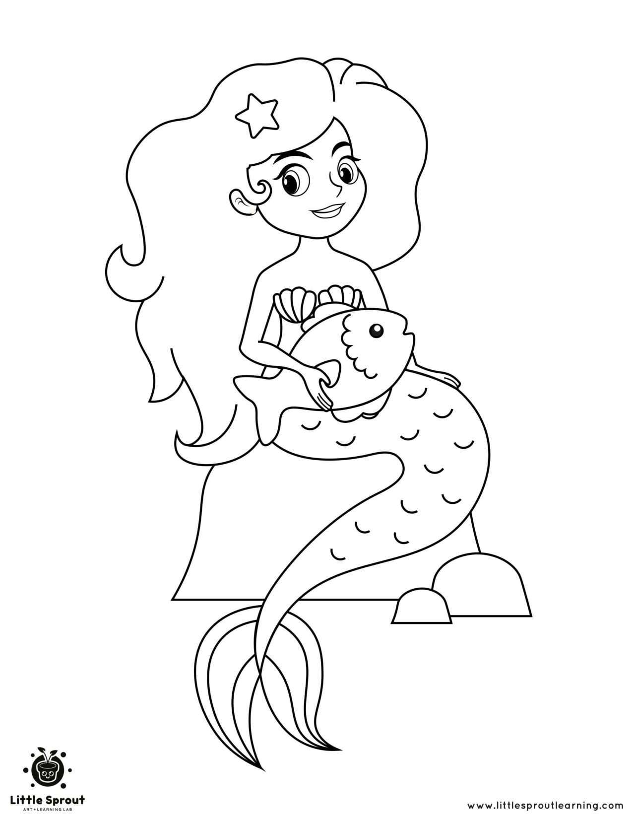 10 Beautiful Mermaid Coloring Pages | Little Sprout Art