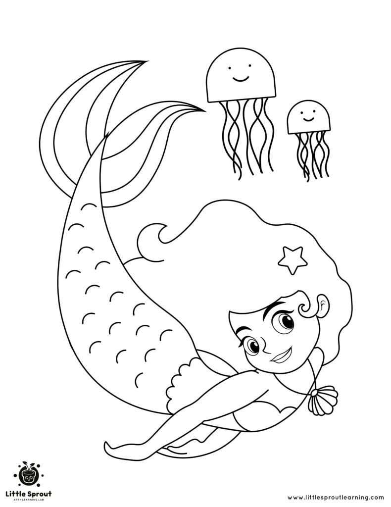 Ocean Diving Mermaid Coloring Page | Little Sprout