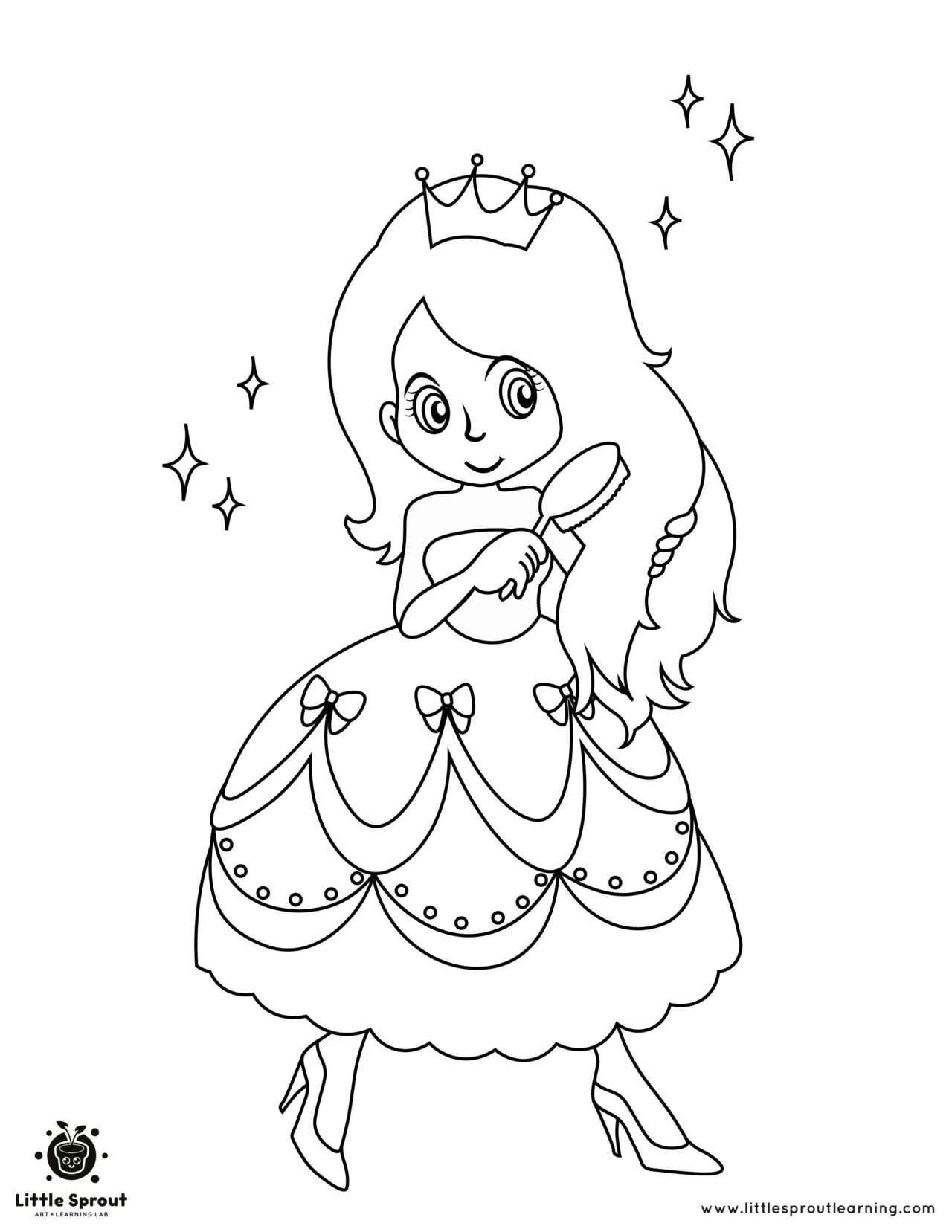 Princess Coloring Pages | Little Sprout Art + Learning Lab
