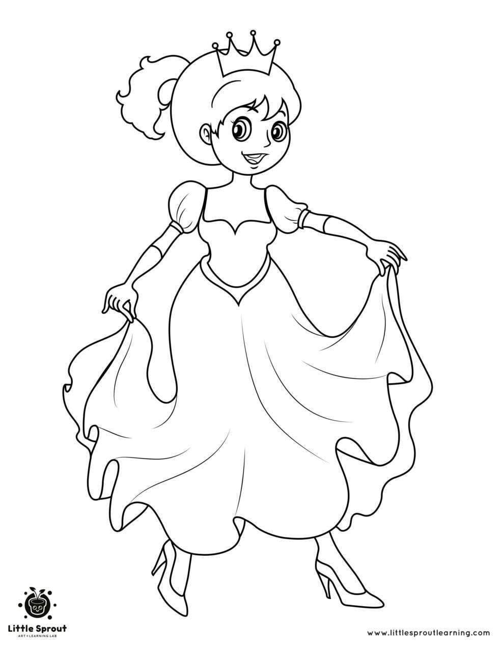 Princess Coloring Pages | Little Sprout Art + Learning Lab