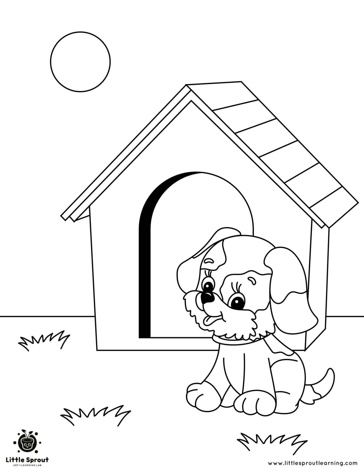 Smiling Puppy Coloring Page | Little Sprout Art