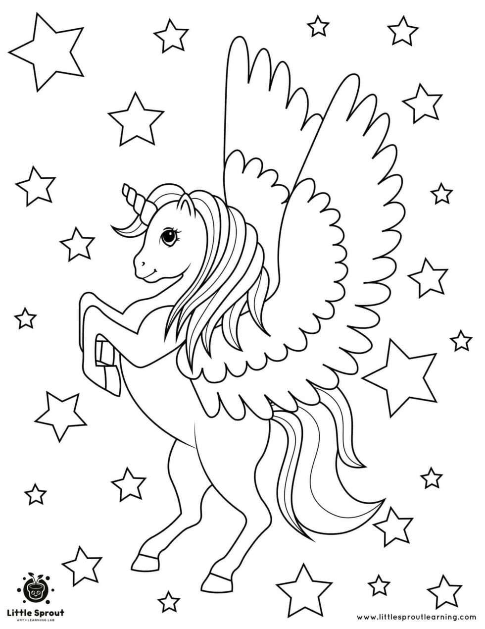 The Best Unicorn Coloring Page | Little Sprout Art