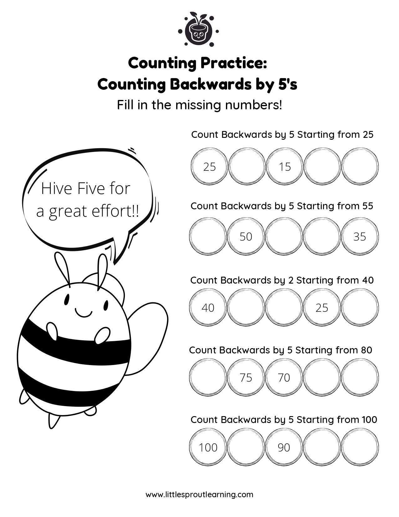 Grade 1 Counting Sheets | Little Sprout Art + Learning Lab