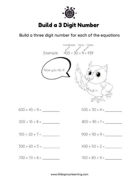 Build A 3 Digit Number | Little Sprout Art + Learning Lab