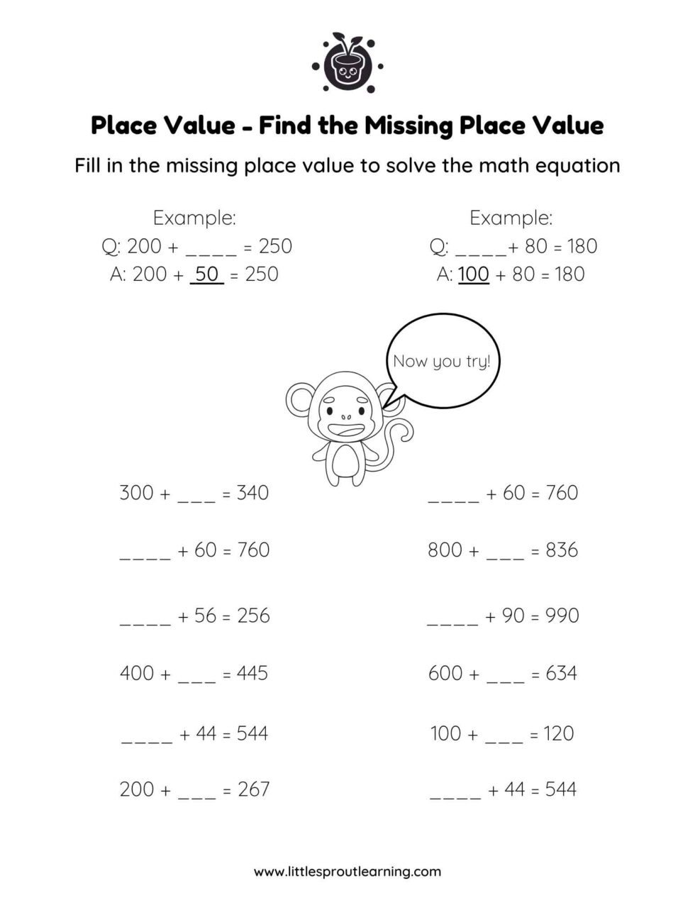 Find The Missing Place Value | Little Sprout Art