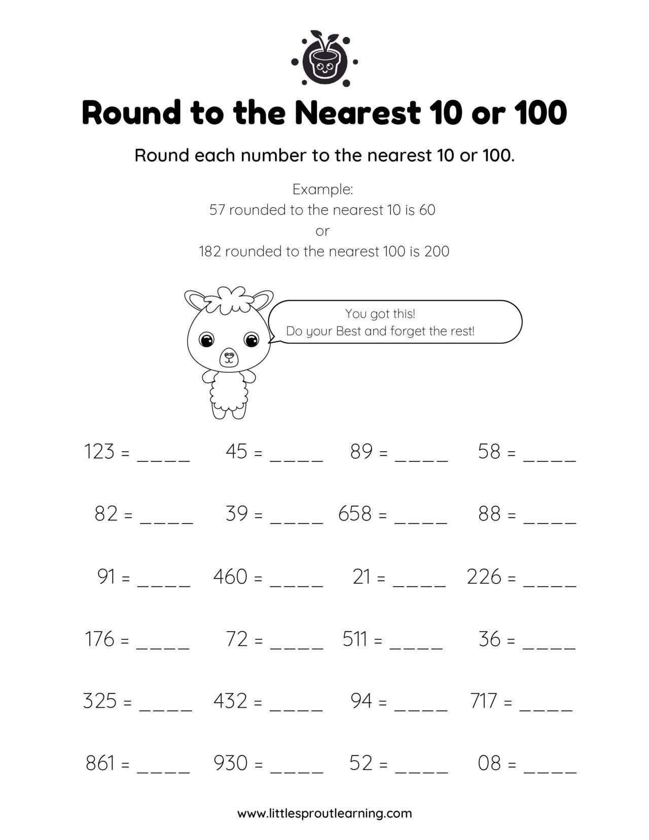 Round To The Nearest 10 Or 100 Little Sprout Art round-to-the-nearest-10-or-100-little-sprout-art