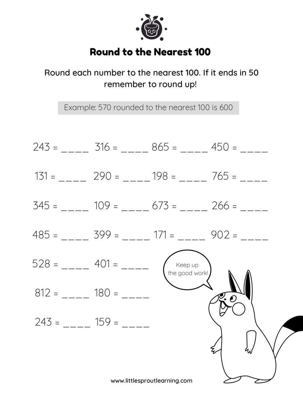 Best Round To The Nearest 100 Little Sprout Art Best Round To The Nearest 100 Little Sprout Art