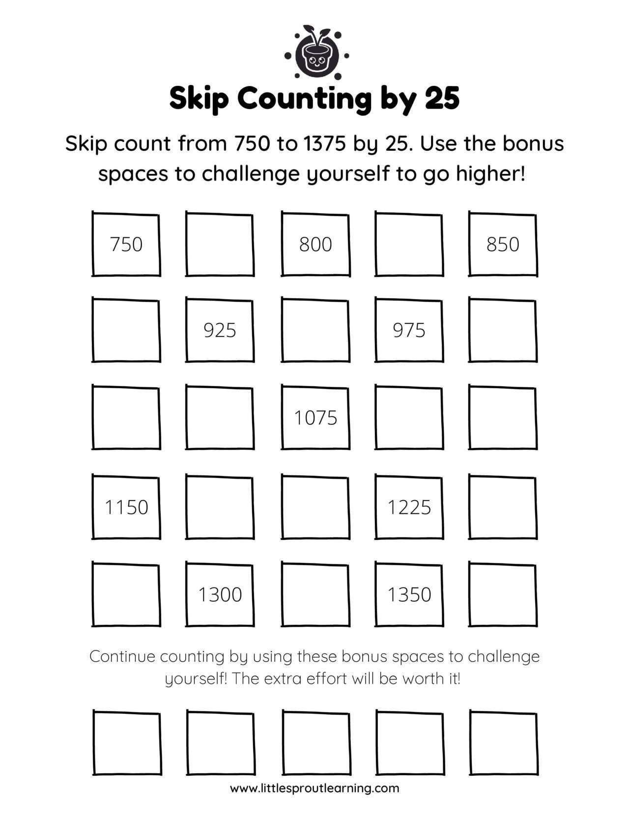 Skip Counting By 25 | Little Sprout Art + Learning Lab