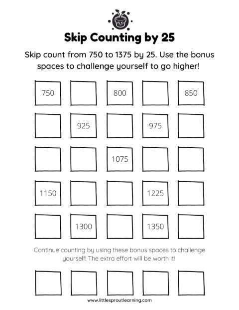 Skip Counting By 25 | Little Sprout Art + Learning Lab