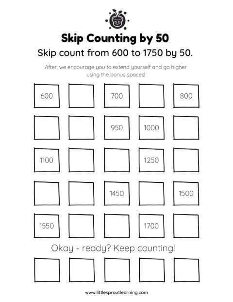 Skip Counting By 50 | Little Sprout Art + Learning Lab