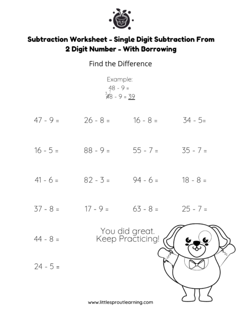 Best Grade 3 Subtraction Worksheets | Little Sprout Learning