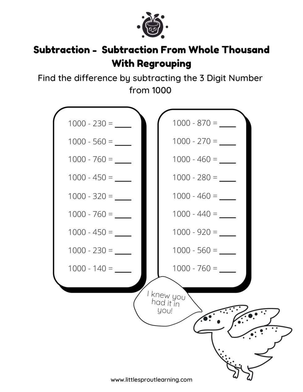 Grade 3 Subtraction Worksheet Subtraction From 1000 grade-3-subtraction-worksheet-subtraction-from-1000