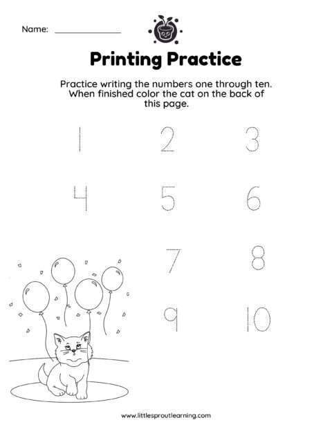 Numbers Printing Practice | Little Sprout Art + Learning Lab