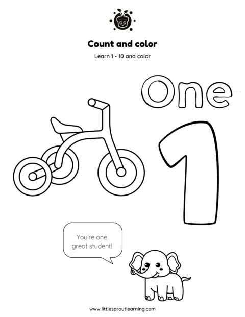 Kindergarten Count And Color Worksheets | Little Sprout Art