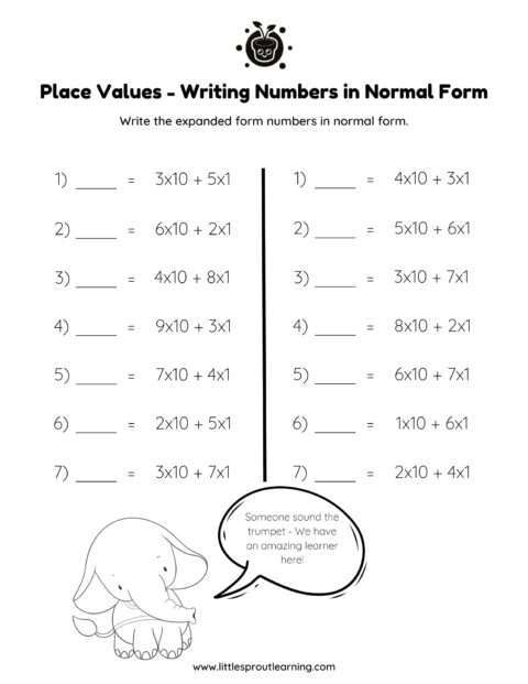 Best Grade 1 Place Value Worksheets | Little Sprout Art