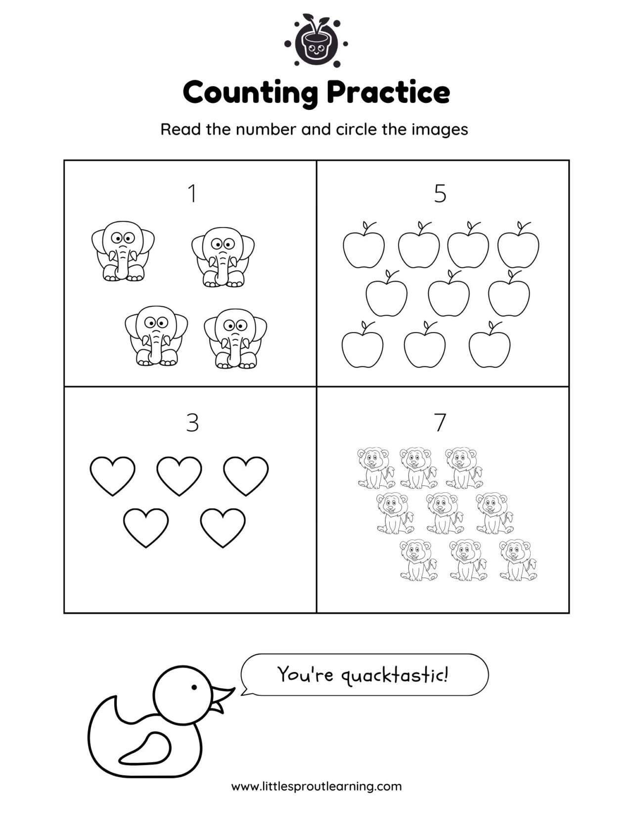 Circle The Correct Number Of Objects | Little Sprout Art