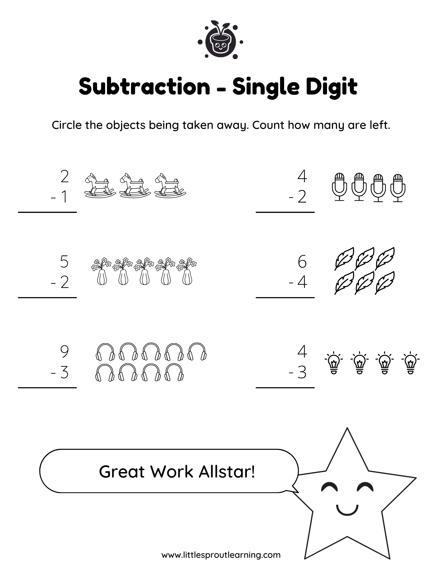 Subtraction With Symbols A Little Sprout Art Learning Lab