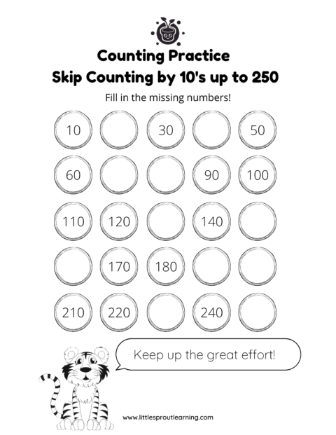 Skip Counting By 10 Worksheet - Fill In The Blanks Chart