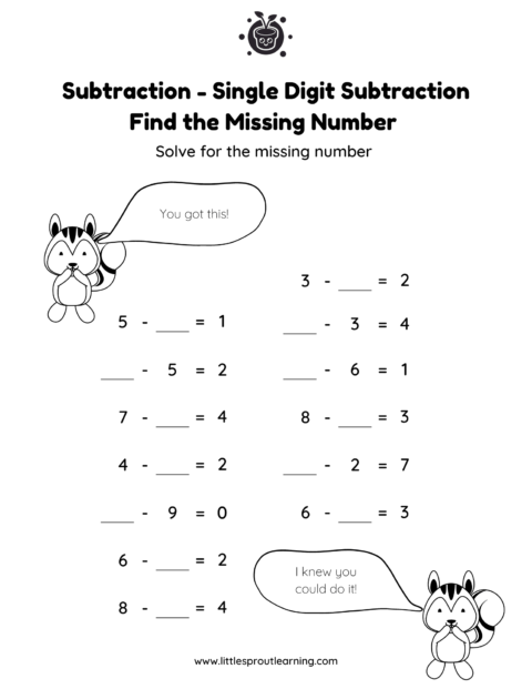 Single Digit Find The Missing Number | Little Sprout Art