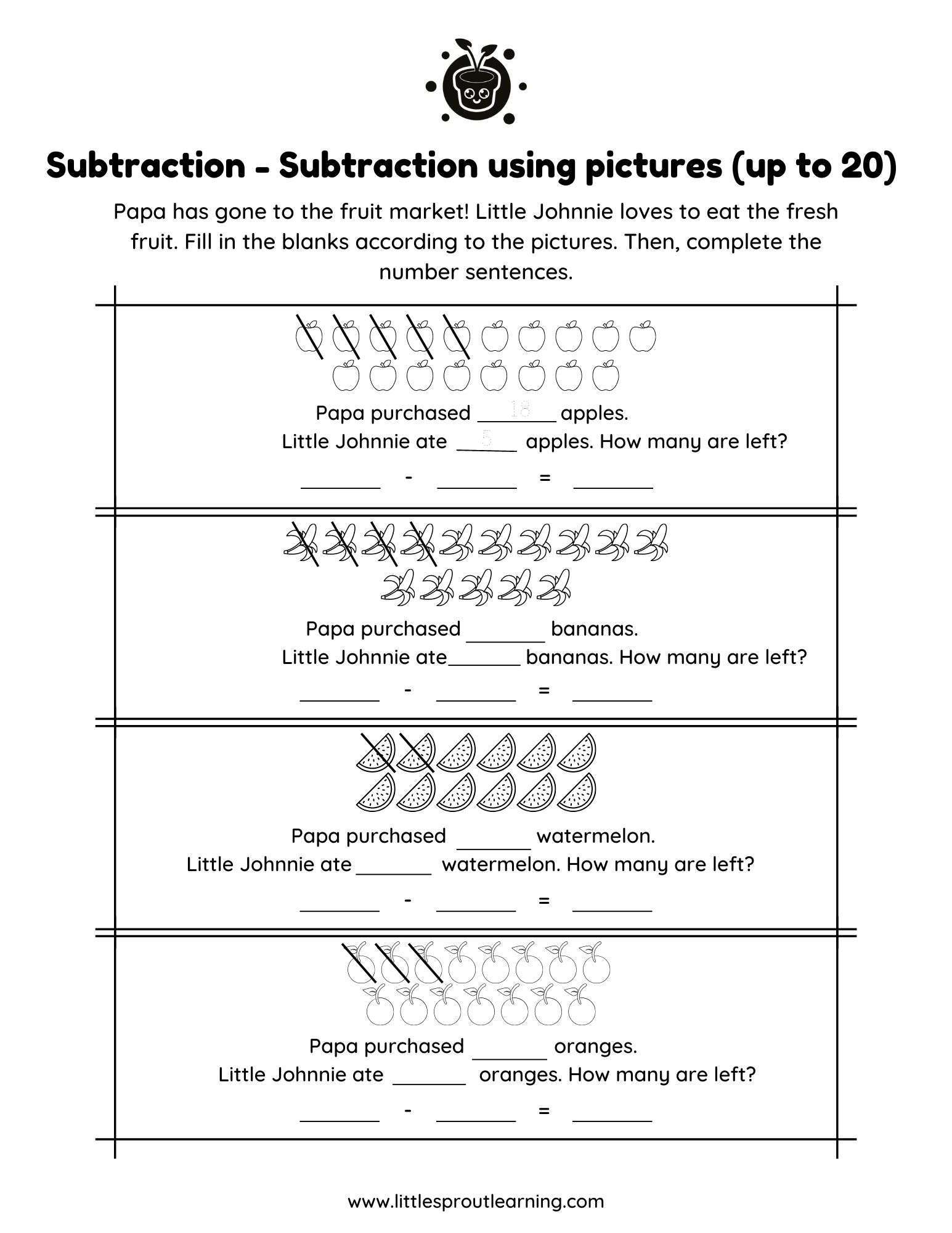 Grade 1 Subtraction Little Sprout Art Learning Lab Grade 1 Subtraction Little Sprout Art Learning Lab