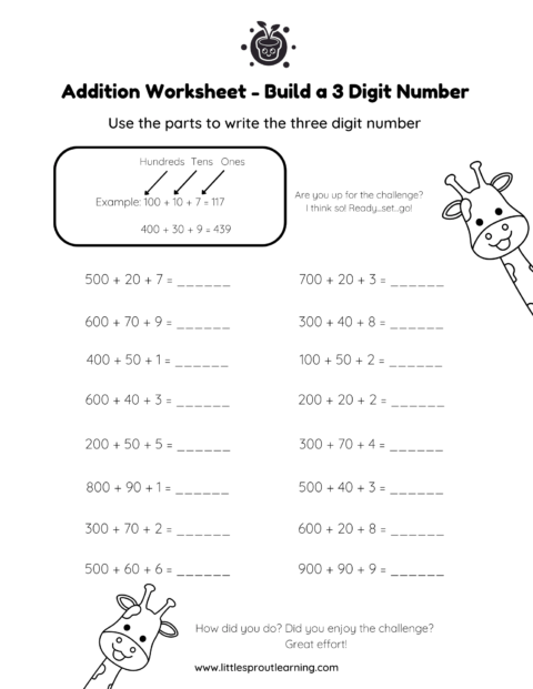 Best Grade 3 Addition Worksheets - Little Sprout Art