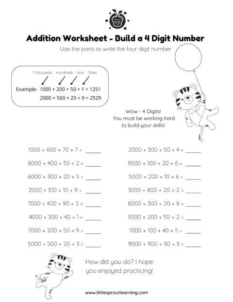 Build A 4 Digit Number - Little Sprout Art + Learning Lab