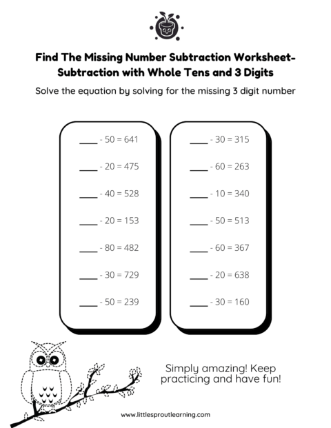 Whole Tens And 3 Digit Numbers | Little Sprout Art