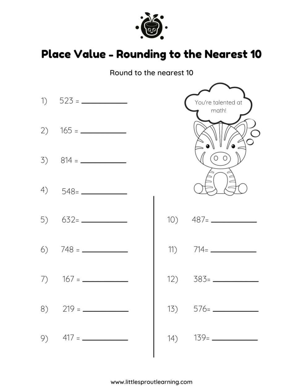 Rounding To The Nearest 10 Little Sprout Art Rounding To The Nearest 10 Little Sprout Art