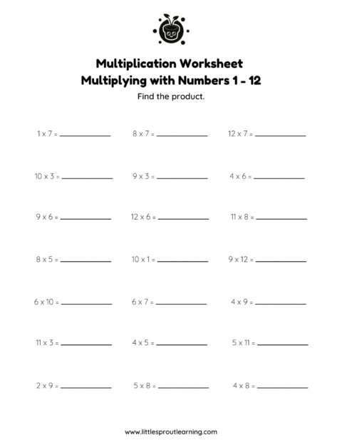 Multiply Numbers From 1 To 12 | Little Sprout Art