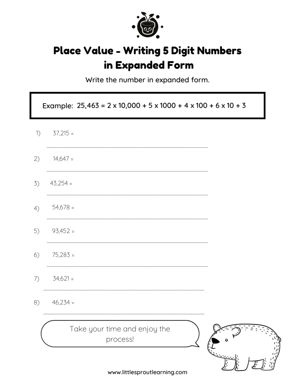 Write 5 Digit Numbers In Expanded Form Little Sprout Art Write 5 Digit Numbers In Expanded Form Little Sprout Art