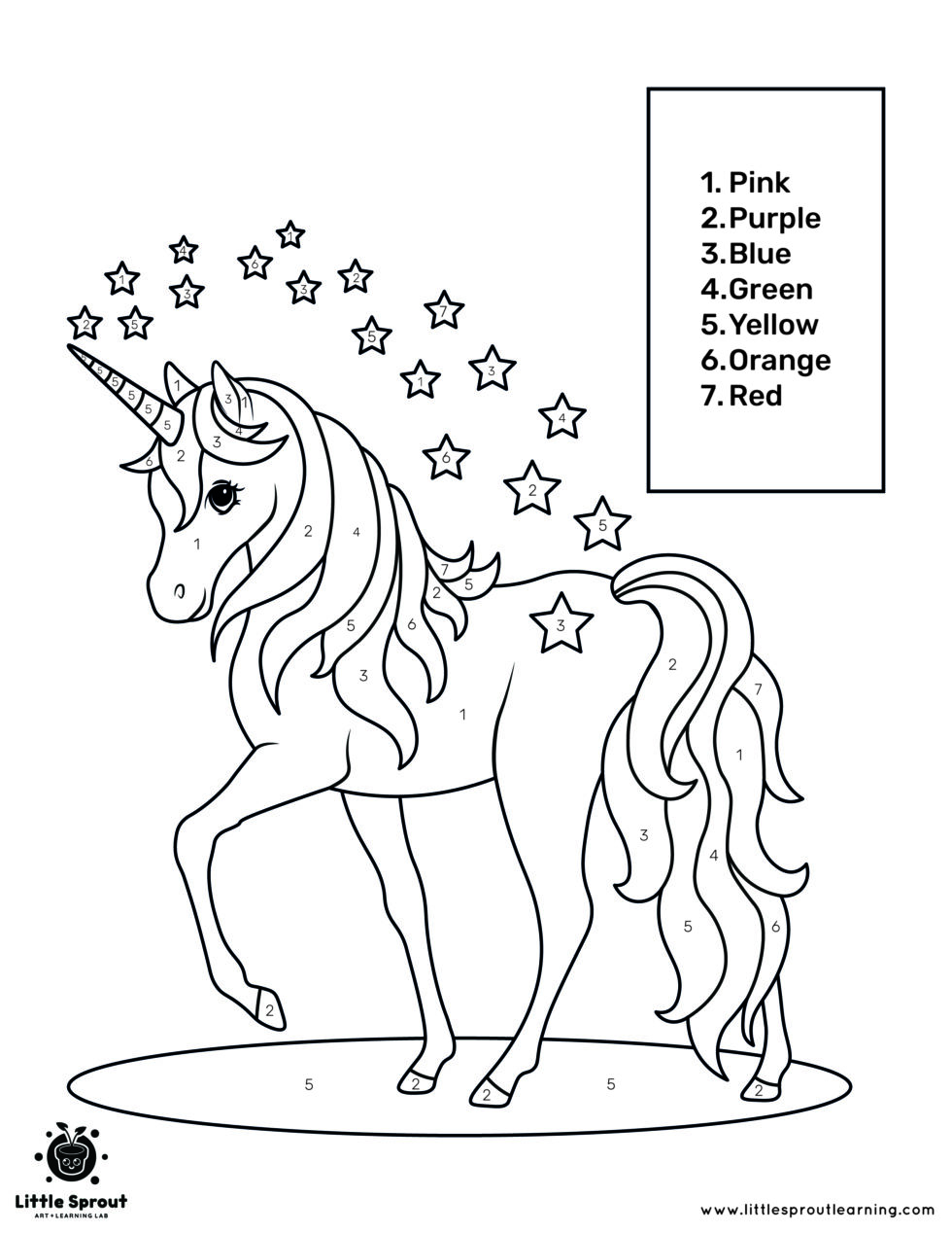 Coloring By Numbers Unicorn Coloring Sheet