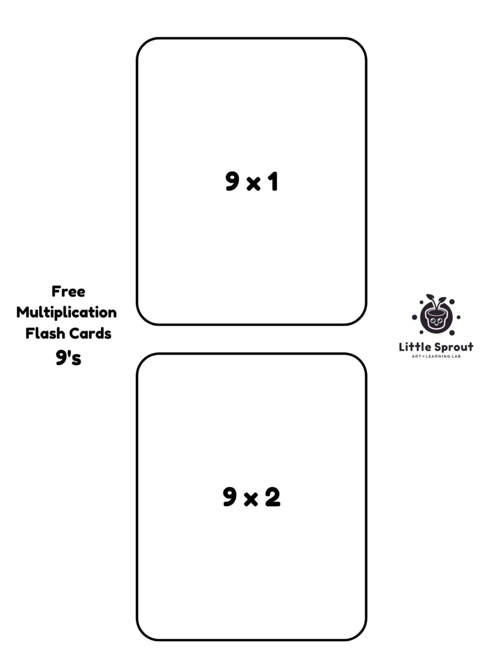 Free Printable Multiplication Flash Cards - Little Sprout Art ...