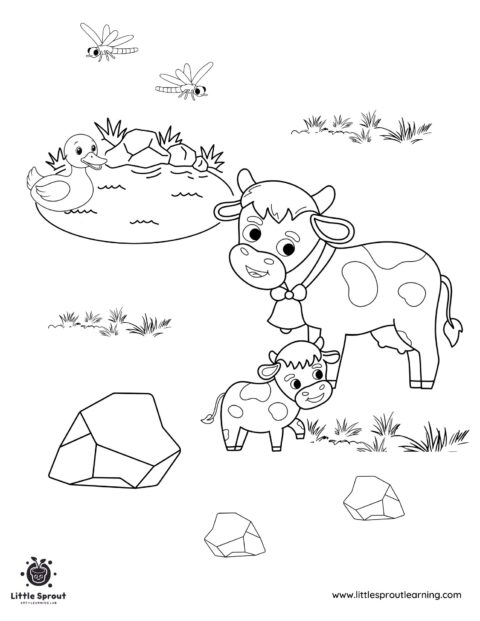 Cow And Calf Coloring Page - Little Sprout Art + Learning Lab