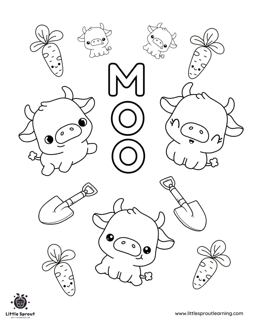 Cutest Kawaii Cow Coloring Page