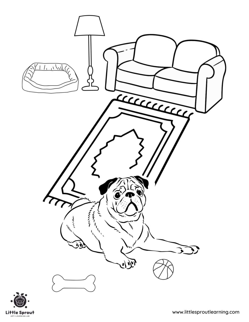 10 Absolutely Adorable Pug Coloring Pages - Little Sprout Art ...