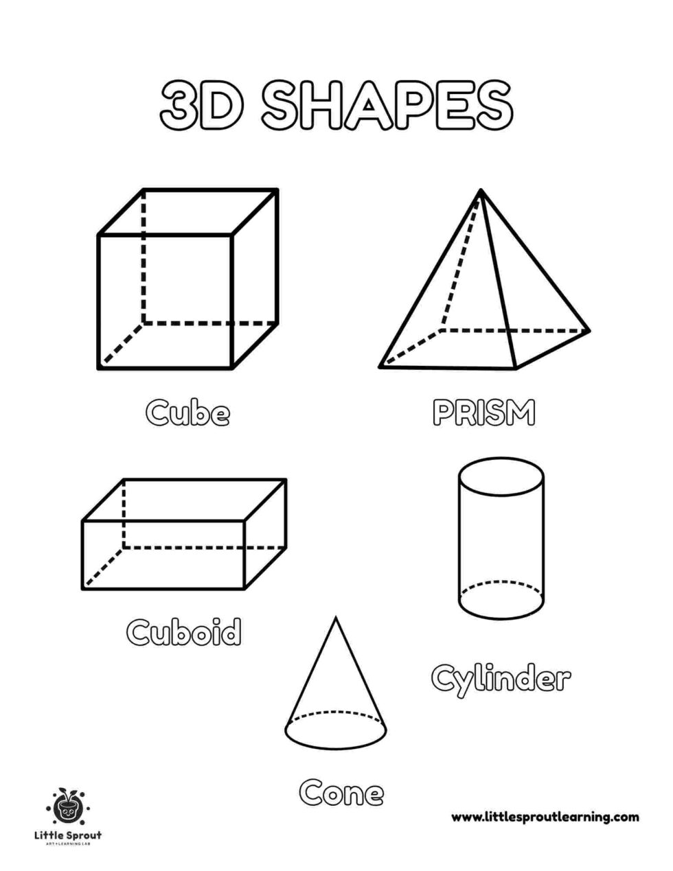 3D Shapes Coloring Page - Little Sprout Art + Learning Lab