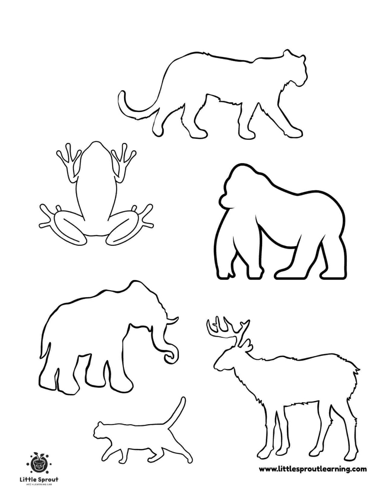 Animal Shapes Coloring Page 2 - Little Sprout Art + Learning Lab