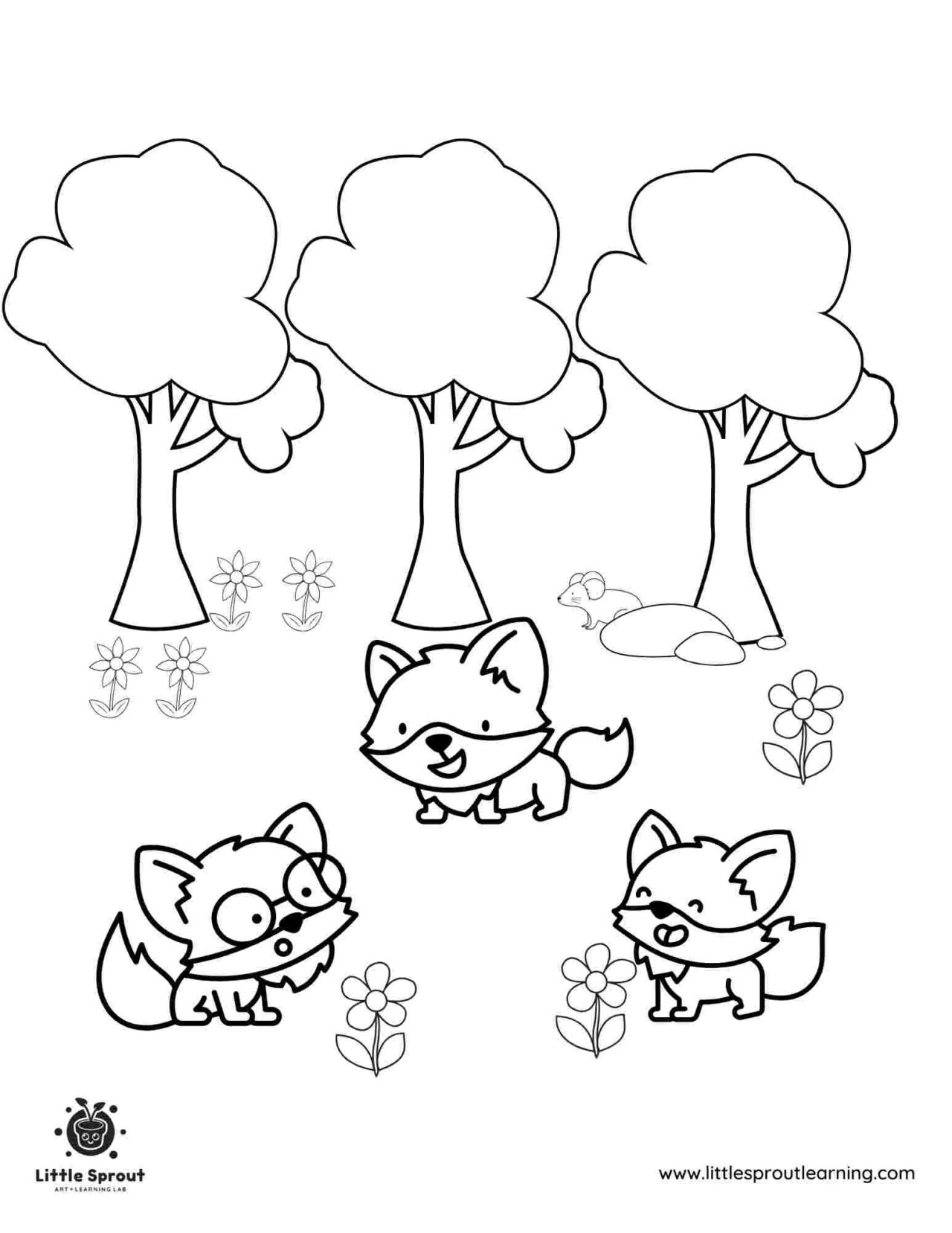 Cute Wolf Cubs Coloring Page - Little Sprout Art + Learning Lab