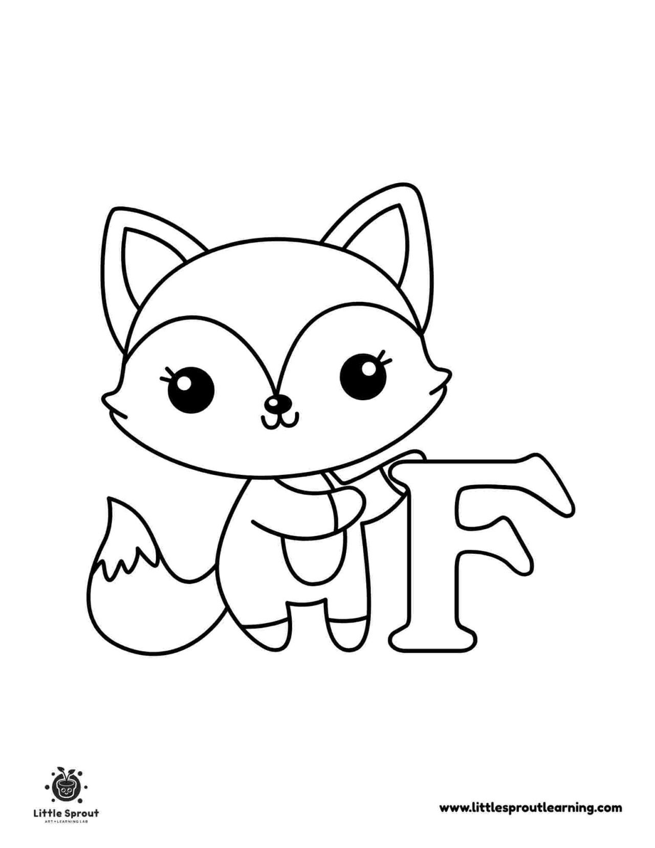 F Is For Fox Alphabet Coloring Page - Little Sprout Art + Learning Lab