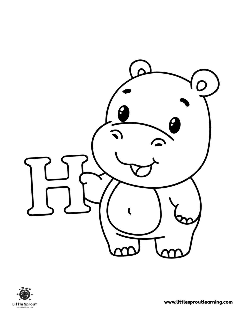 H Is For Hippo Alphabet Coloring Page - Little Sprout Art + Learning Lab