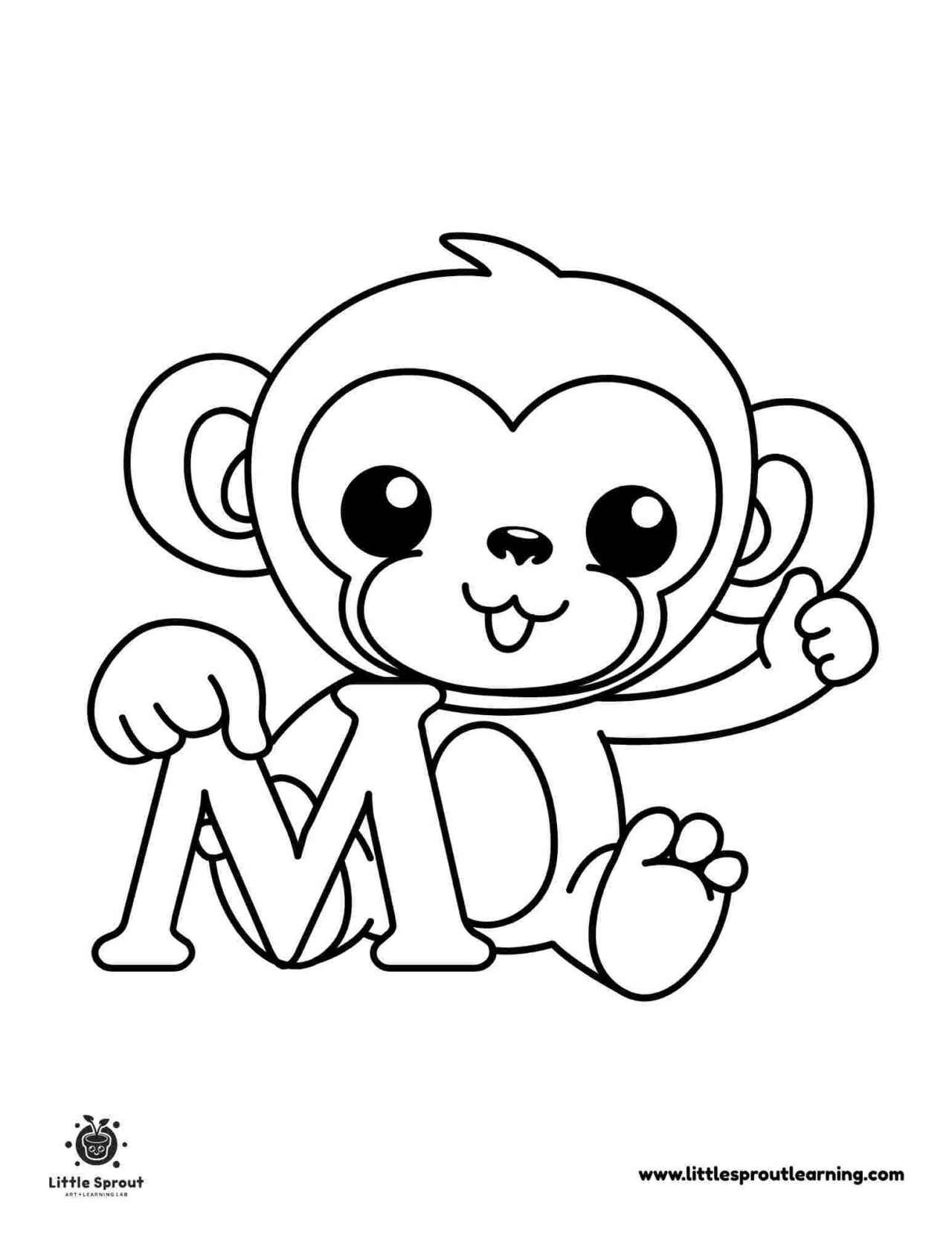 M Is For Monkey Alphabet Coloring Page - Little Sprout Art + Learning Lab