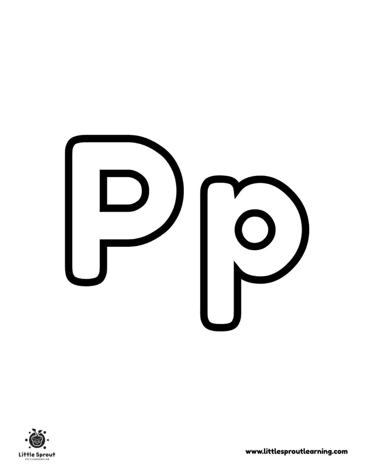 Letter P Coloring Page - Little Sprout Art + Learning Lab