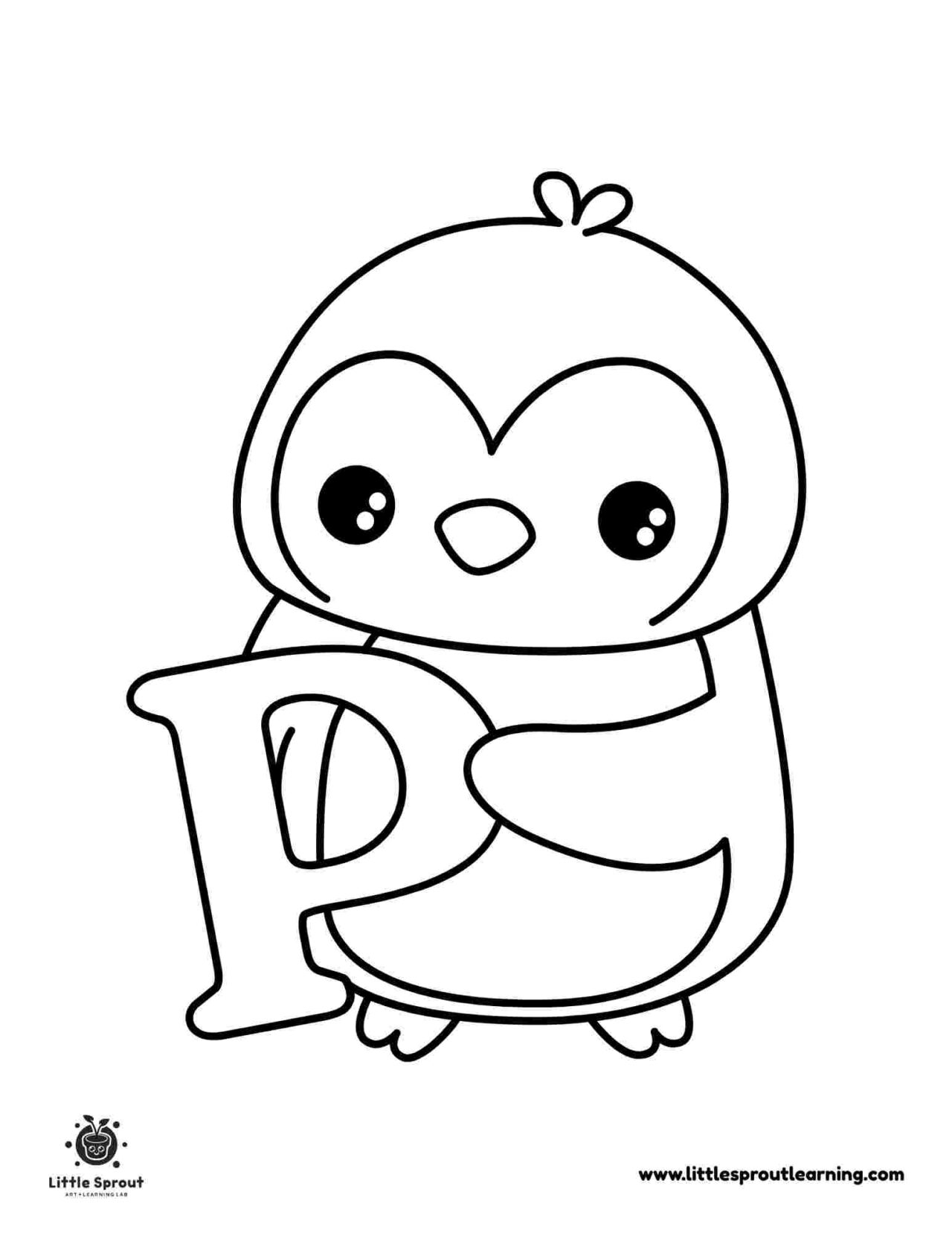 P Is For Penguin Alphabet Coloring Page - Little Sprout Art + Learning Lab