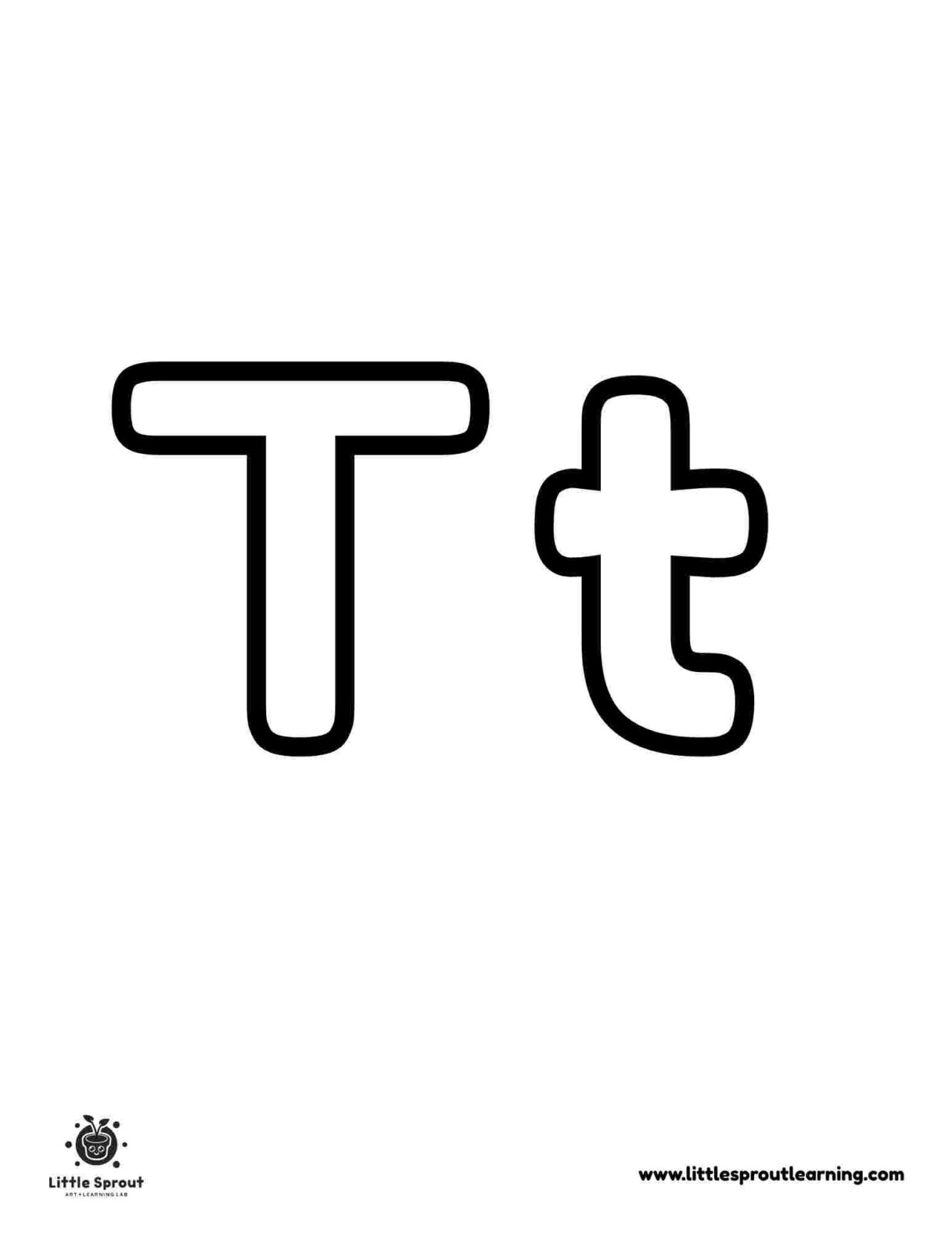 Letter T Coloring Page - Little Sprout Art + Learning Lab